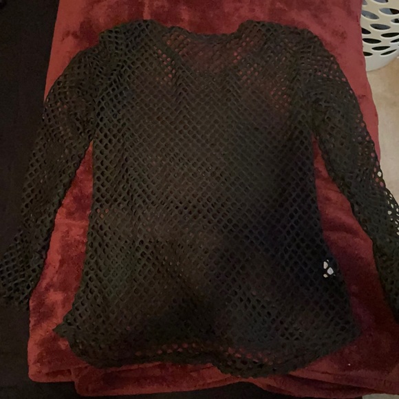Tops | Black Fish Net Rave Long Sleeve | Poshmark